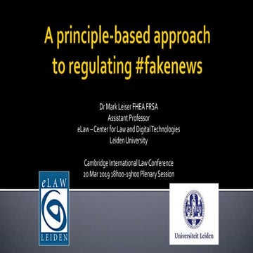 A principle-based approach to regulating #fakenews | PPT