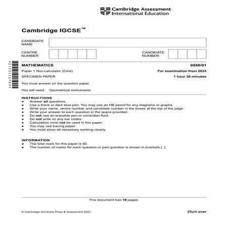 Cambridge IGCSE 0580 Mathematics specimen paper 2 for examination from 2025.pdf