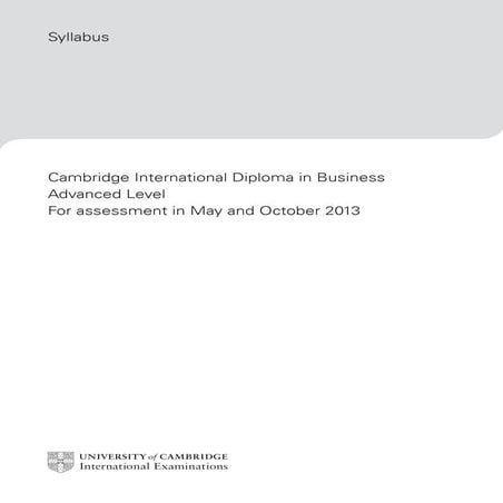 Cambridge international diploma in business | PDF | Education industry ...