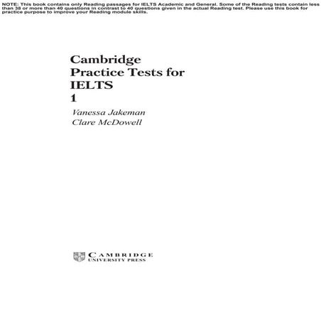 Cambridge practice tests for ielts 1 | PDF