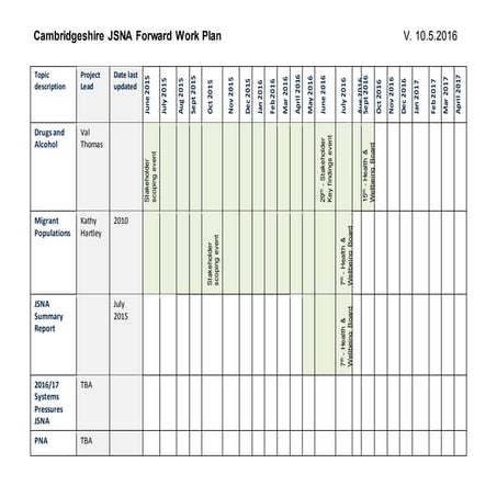 Cambridgeshire JSNA Forward Work Plan | PPT