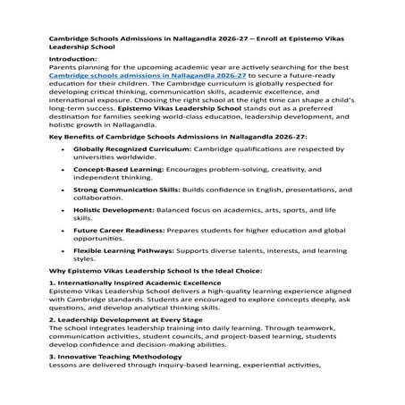 Epistemo Vikas Leadership School: Top Cambridge & CBSE Education in ...