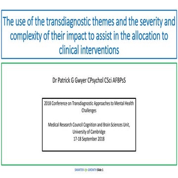 The use of the transdiagnostic themes and the severity and complexity ...