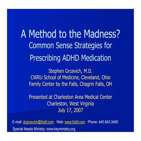 Common Sense Strategies For Prescribing ADHD Medication | PDF
