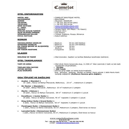 Camelot boutique fact sheet & consept tr | PDF