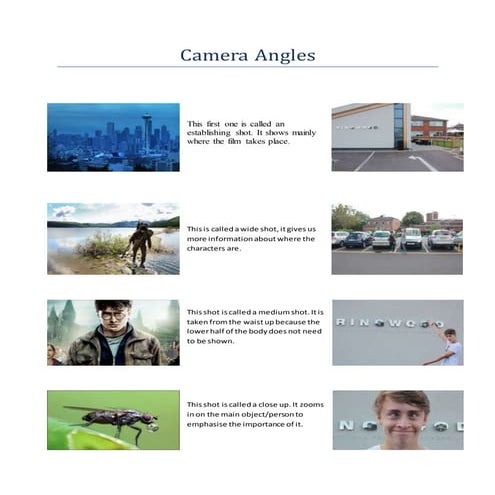 Types of camera shots, Media A-level | PPTX