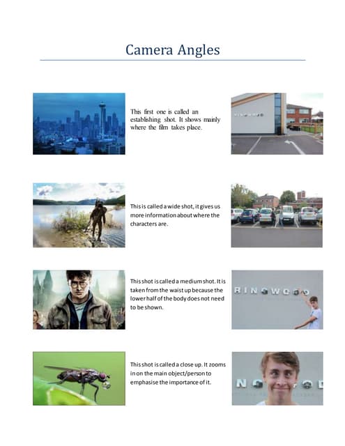 Types of camera shots, Media A-level | PPTX