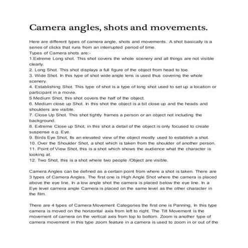 Camera angles | DOCX