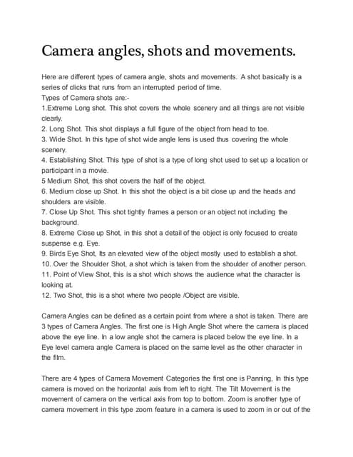 Camera shot types | PDF