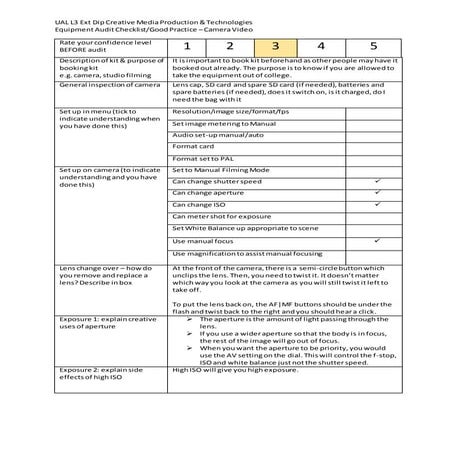 Camera audit form | DOCX