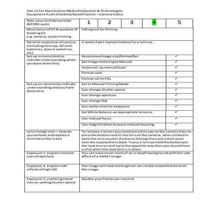 Camera audit form | DOCX