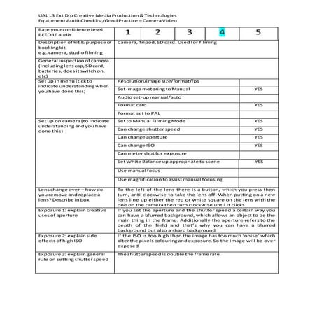 Camera audit form blank(1) | PDF