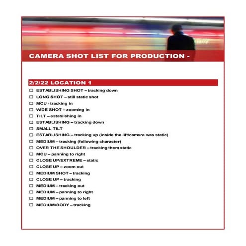 Camera shot list for wolves | PDF