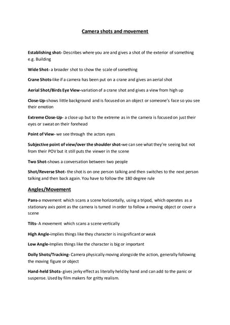 Camera Movement | PPTX