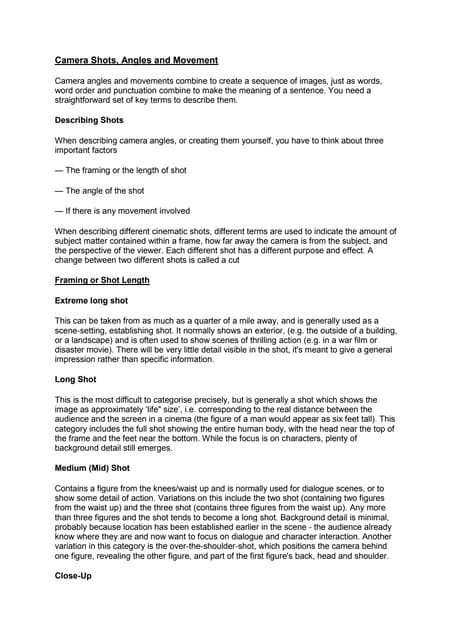 Types of camera angles | PPTX