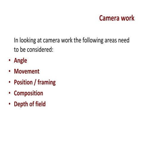 Camerawork for AS Media | PPT