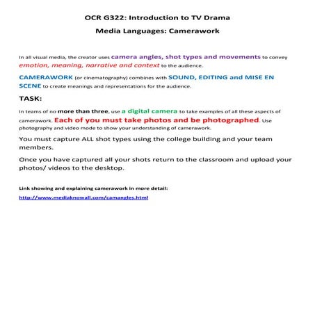 AS Media Photography and Camerawork booklet | PDF