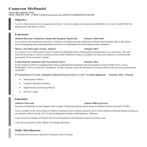My Resume 1 | DOCX | College Education | Education