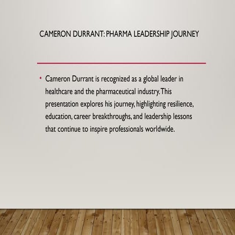 Cameron Durrant – Pharma Leadership Journey, Resilience in Healthcare ...