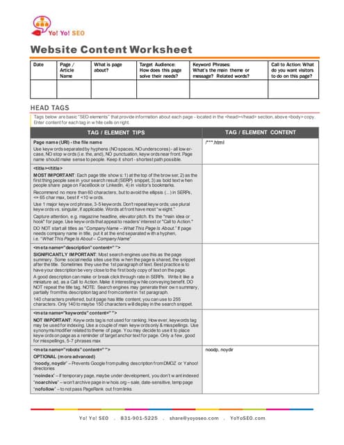 Online Visibility Worksheet for Social Profiles | PDF