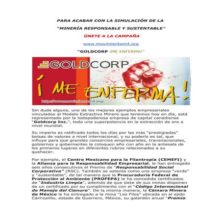 Goldcorp, una minera rapaz | PDF