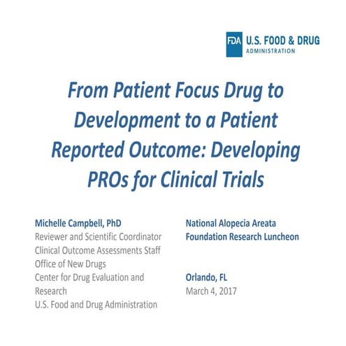 From Patient Focus Drug to Development to a Patient Reported Outcome ...