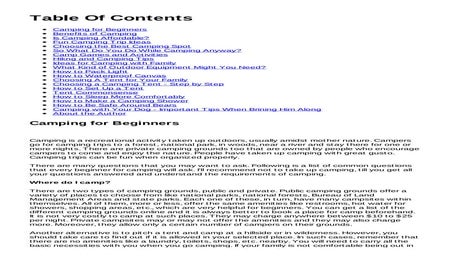 Planning A Camping Experience | PPT