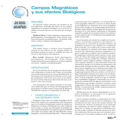 Campos magneticos y sus efectos biologicos | PDF