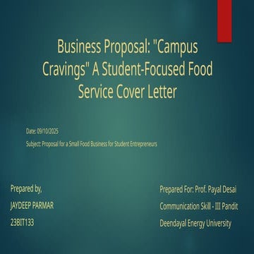 Campus Cravings – A Student-Focused Food Service | PPTX