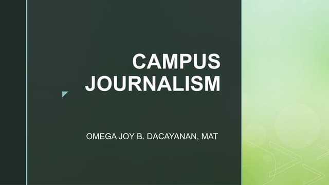 Basics of Campus Journalism | PDF
