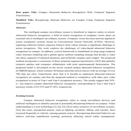 Campus Abnormal Behavior Recognition With Temporal Segment Transformers