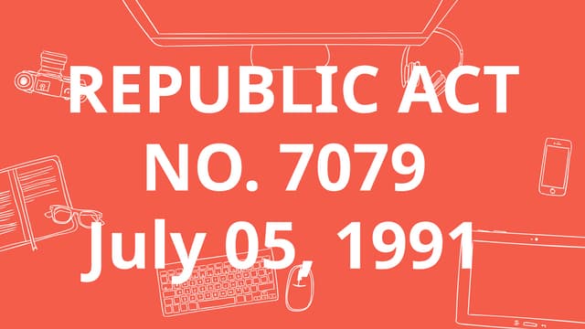 REPUBLIC ACT NO. 7079 - An act providing for the development and ...