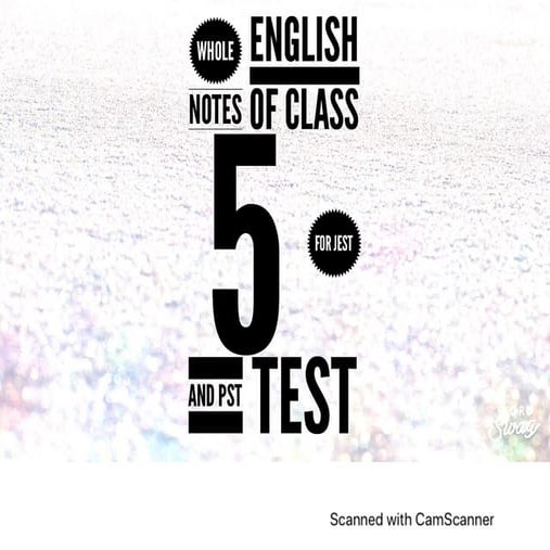 Whole ENGLISH Notes of class 5 for JEST and PST Test Preparation | PDF