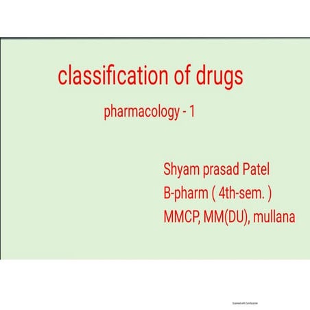 Pharmacological classification of drugs | PDF