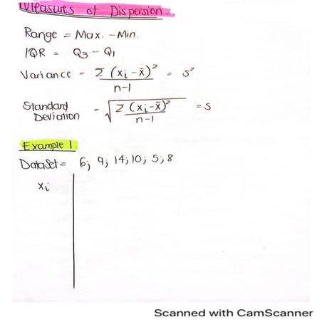 MEASURES OF DISPERSION STATISTICS NOTESpdf | PDF