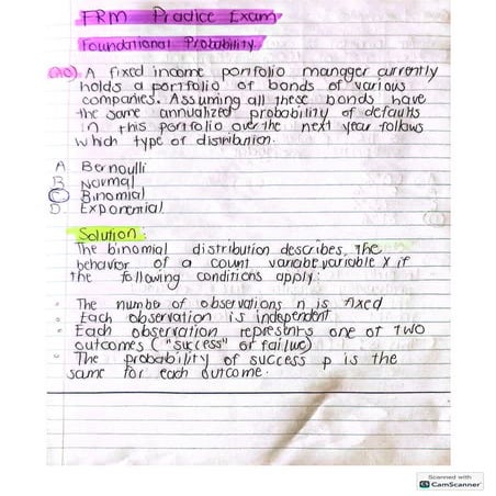 FINANCIAL RISK MANAGEMENT EXAM PRACTICE QUESTIONS pdf | PDF