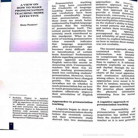 A view on how to make pronunciation teaching more effective. | PDF
