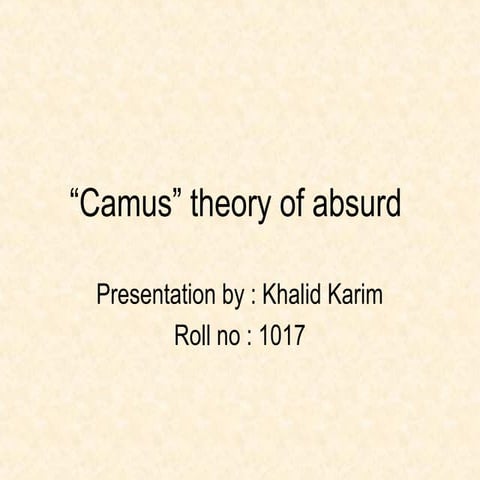 Camus theory of absurd | PPT
