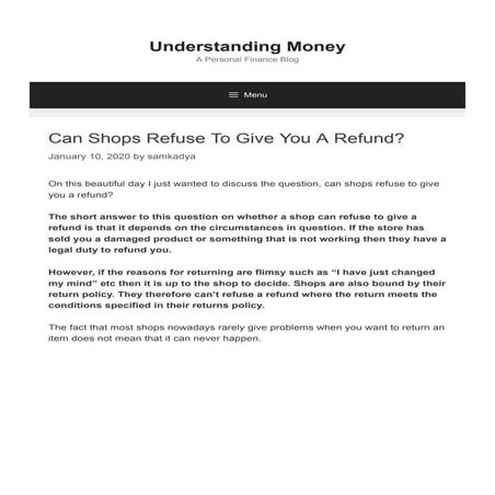 Can Shops Refuse To Give You A Refund? | PDF