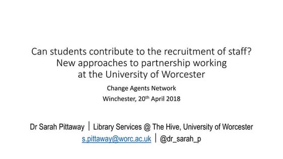 Sarah Pittaway, Librarian at University of worcester