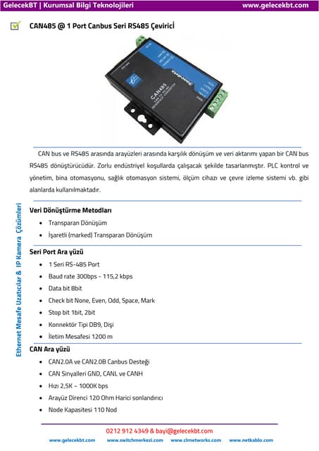 Modbus RTU to TCP CLR-MOD-E100 GelecekBT | PDF