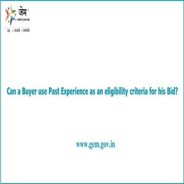 Can a Buyer use Past Experience as an eligibility criteria for his Bid ...
