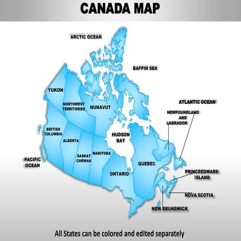 Canada country editable powerpoint maps with states and counties | PPTX ...