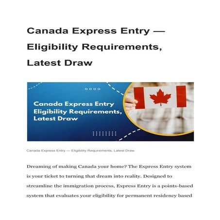 Canada Express Entry Requirements and Eligibility Explained | PDF