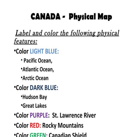 Canada - Physical Map Assignment | PPT