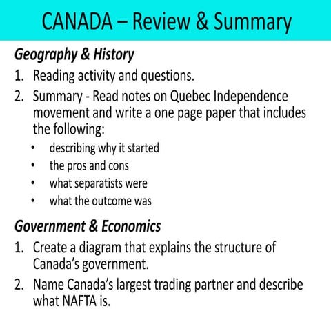 Canada – review & summary | PPTX