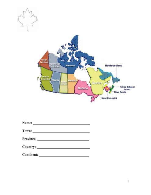 Canada map worksheet | DOCX | North America Travel | Travel Locations
