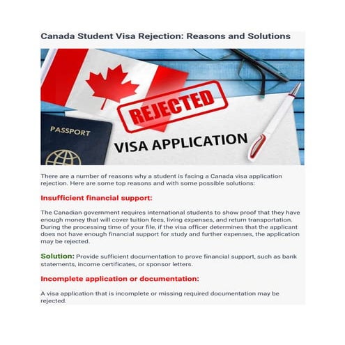 Canada Student Visa Rejection: Reasons and Solutions | DOCX