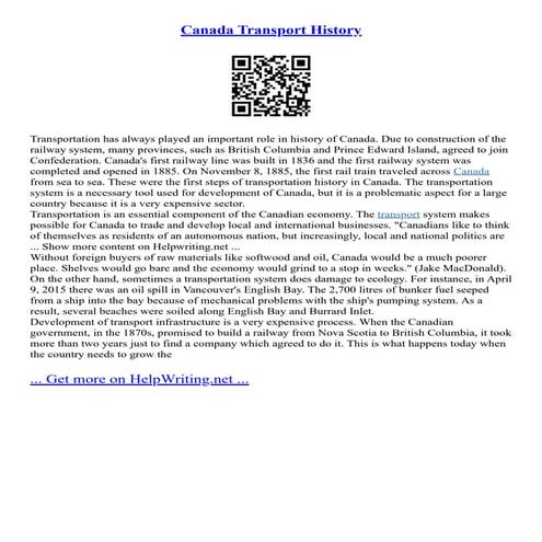 Canada Transport History | PDF