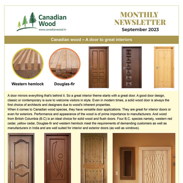 Canadian Wood A Door To Great Interiors | Canadian Wood | PDF